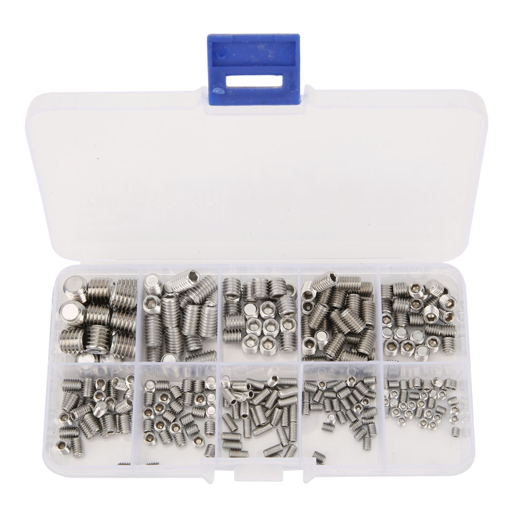 300Pcs/Set Screws Set Stainless Steel Hex Socket Headless Fastener ...