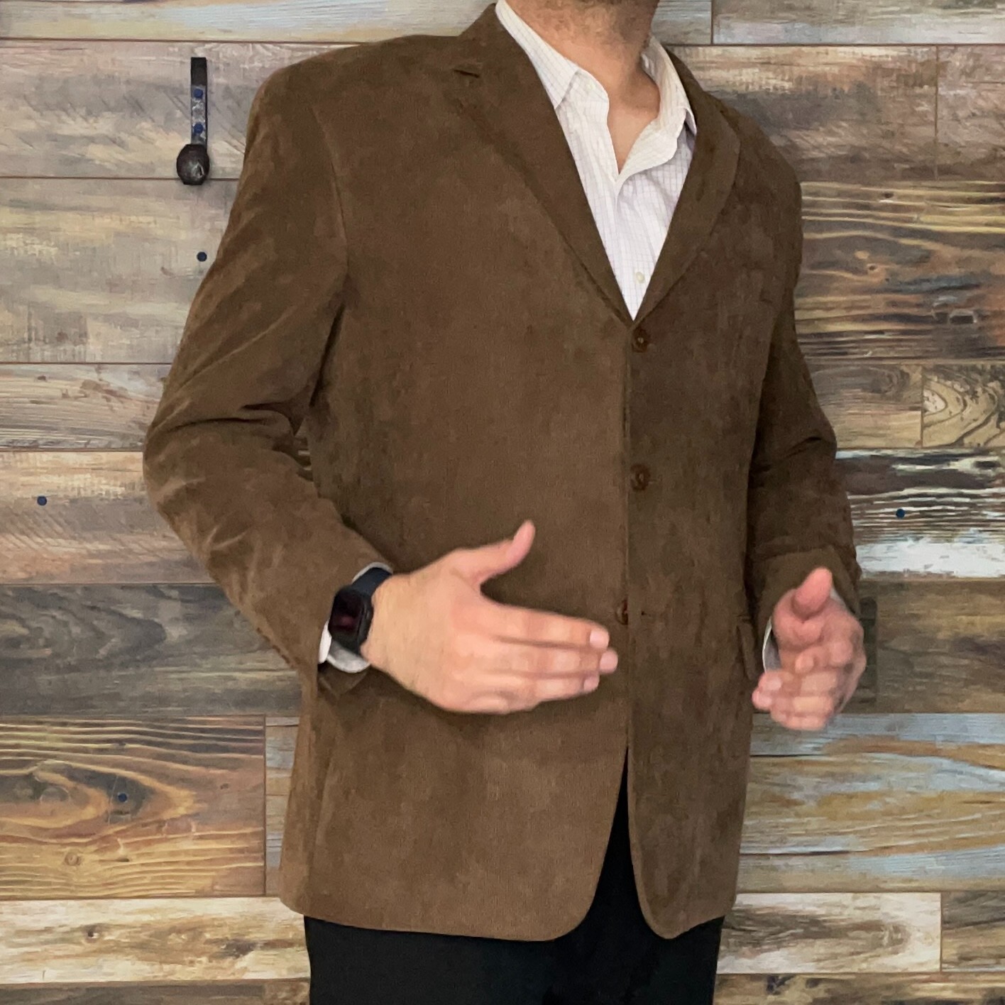 Andrew Fezza Wool Blend Brown Corduroy Blazer Sport Jacket Size 46R ...