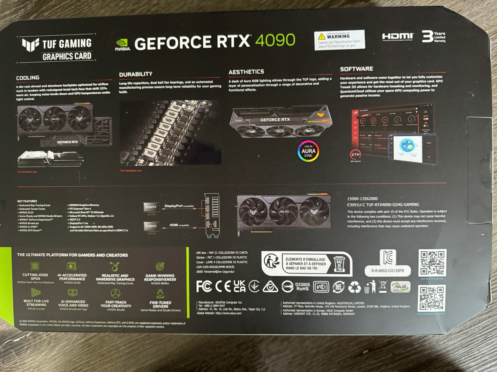 ASUS TUF Gaming GeForce RTX 4090 OC 24GB GDDR6X Graphics Card for sale ...