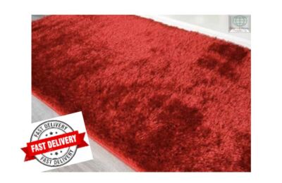 Red Glitter Nonslip Rug Romany Soft Washable Caravan Home Luxury ...