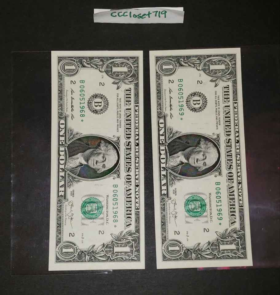 Dollar Bill Star Note Duplicate Serial Numbers In Sequence Fancy ...