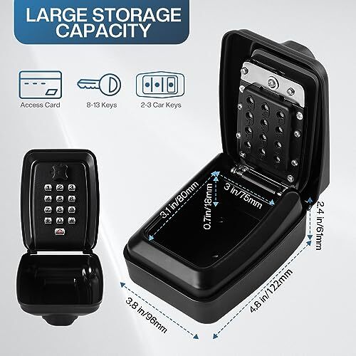 Portable Combination Lock keybox 9-Digit KeyboardFor House Keys Key ...