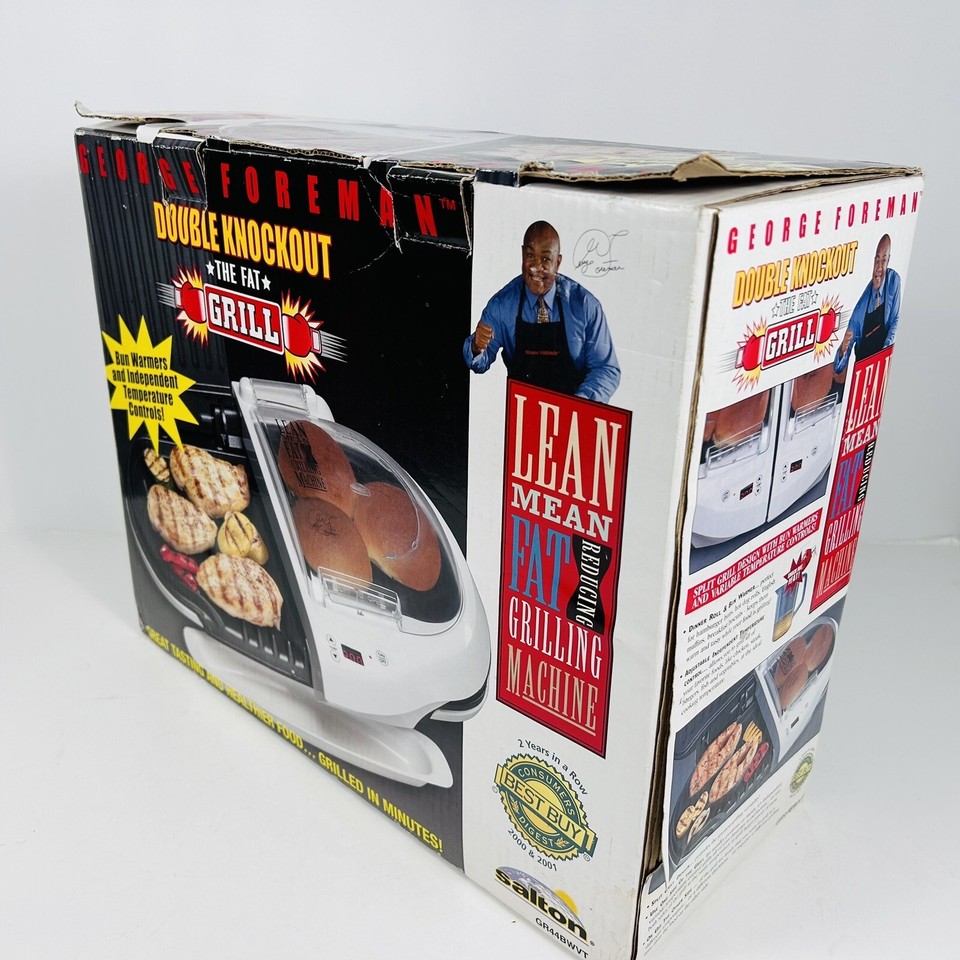 NEW George Foreman Double Knockout Grill GR44BWVT Dual Temp Control IN ...