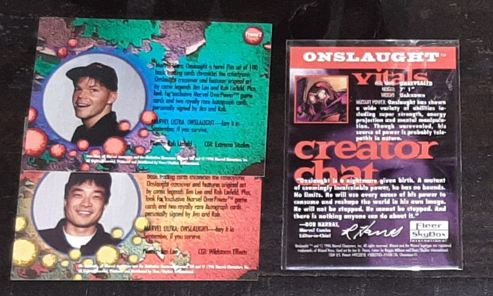 1995-1996 Marvel Ultra Onslaught Promo Card Set Mr. Fantastic & Iron ...