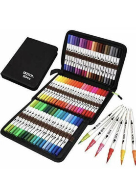 ZSCM Coloring Art Markers Set 60 Colors Dual Tips Fine Point Water ...