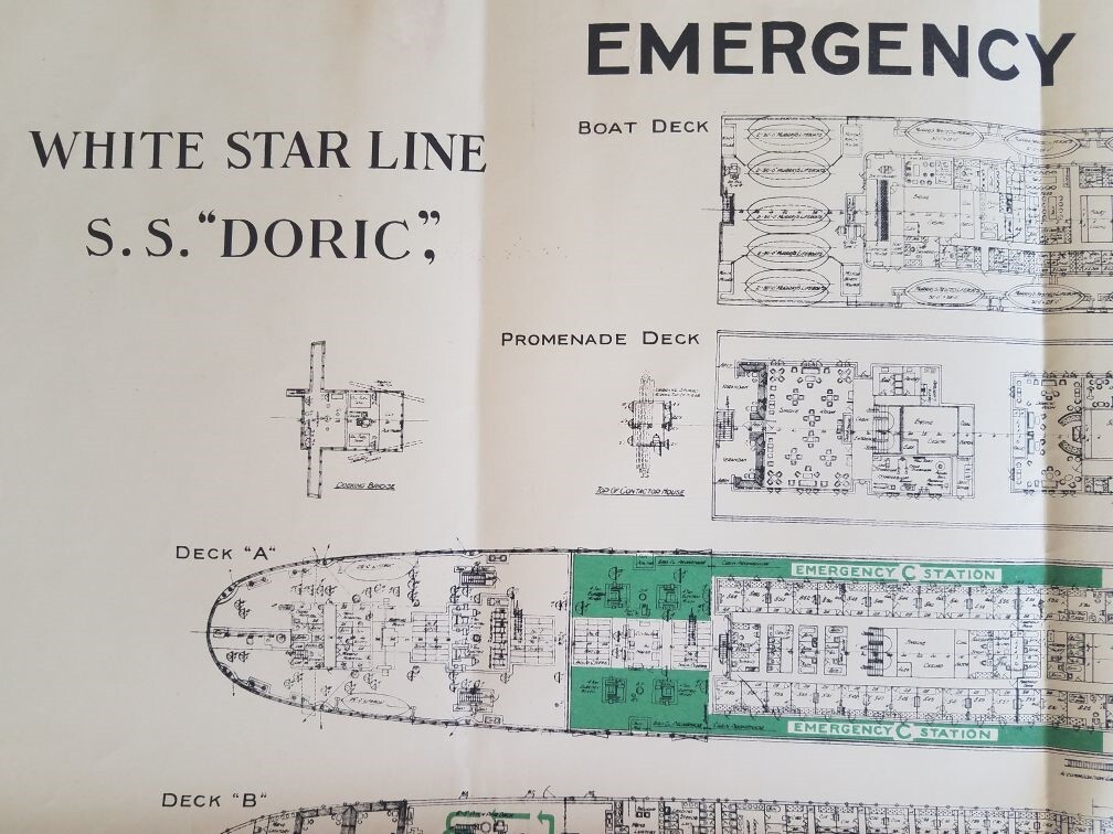 DORIC (White Star) c1930 DECK PLAN | eBay