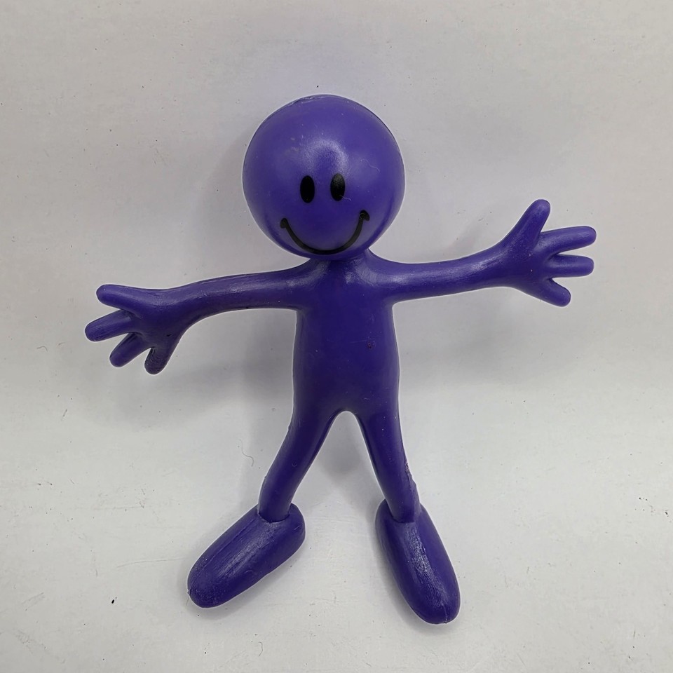 BENDY PURPLE SMILEY FACE MAN FIGURINE VINTAGE BENDABLE TOY | eBay