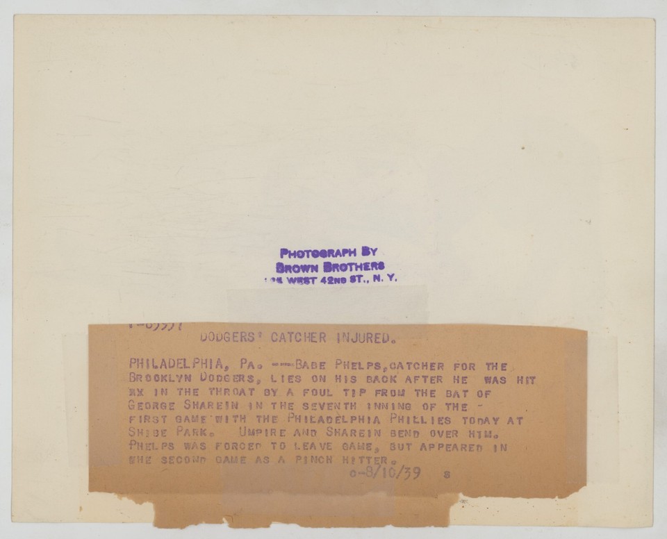 Vintage 1939 MLB Brooklyn Dodgers Babe Phelps & George Scharein ...