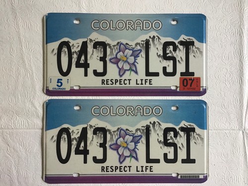 Pair 2007 Colorado Respect Life License Plate Tag | eBay