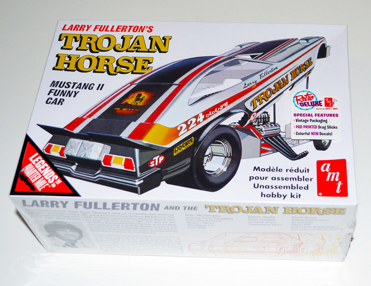 AMT TROJAN HORSE MUSTANG II FUNNY CAR RETRO DELUXE 1/24TH SCALE NEW ...