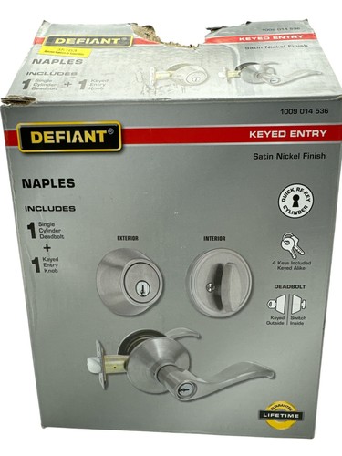 Defiant Naples Door Lever Deadbolt Combo Pack Satin Nickel 1009 014 536 ...