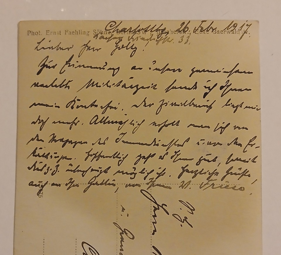 WWI Germany 1917 RPPC To Alexander Graf von der Goltz | eBay