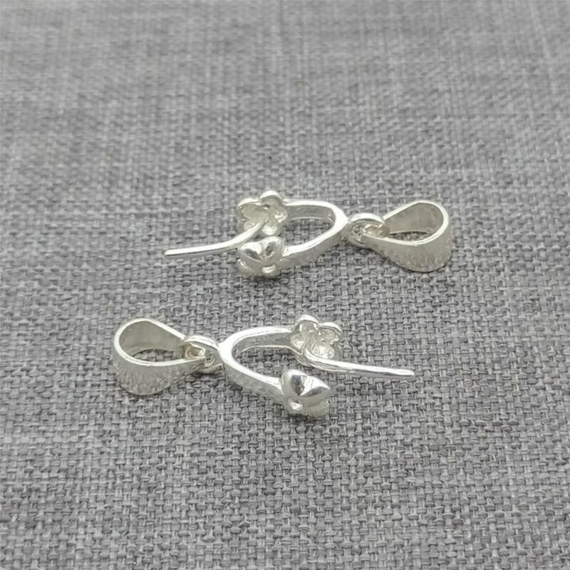 8pcs of 925 Sterling Silver Flower Pinch Bails Pendant Charm Bail | eBay