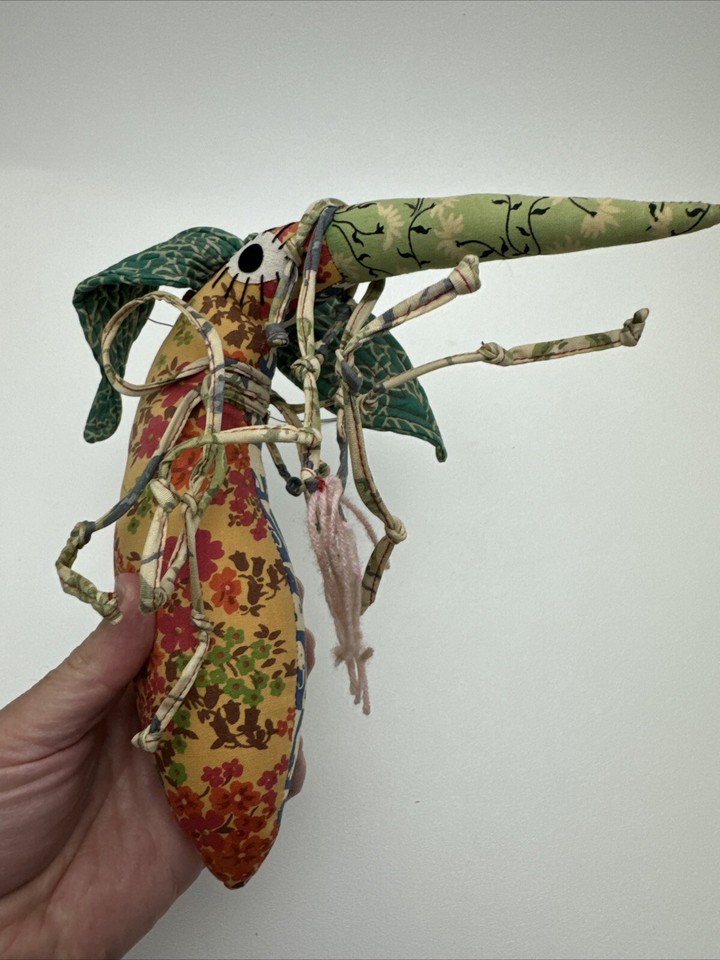 Vintage Handmade Mosquito Stuffed Plush Country Patchwork Quilt Doll ...