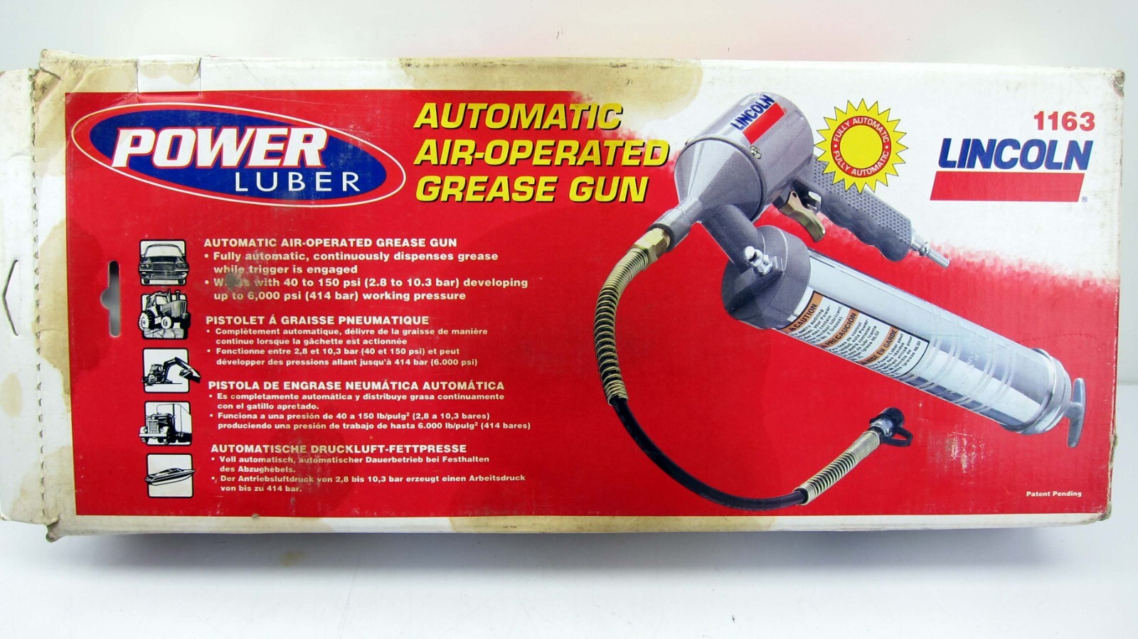 New Lincoln 1163 Power Luber Fully Automatic Air Operated Grease Gun ...