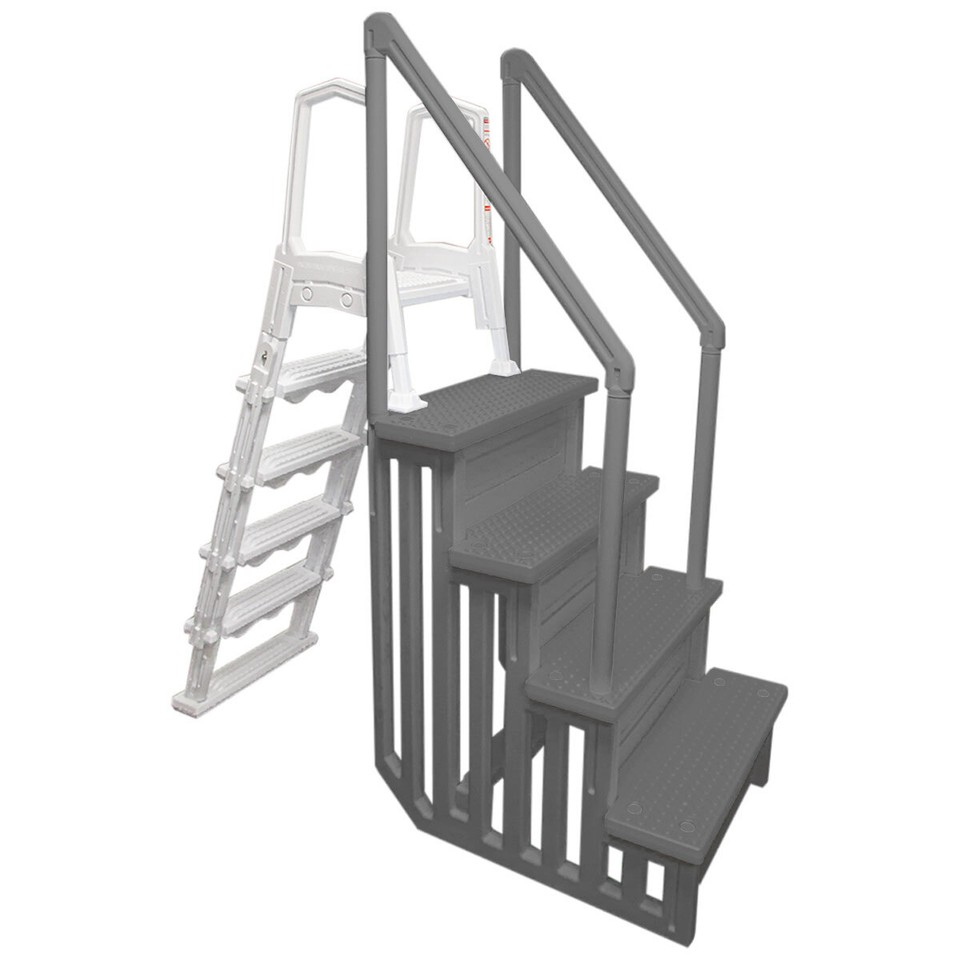 Aqua Select 28" Wide Above Ground Heavy Duty Swimming Pool Step Ladder ...