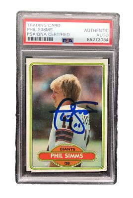 1980 Topps Phil Simms Autographed ROOKIE Card #225 New York Giants PSA ...