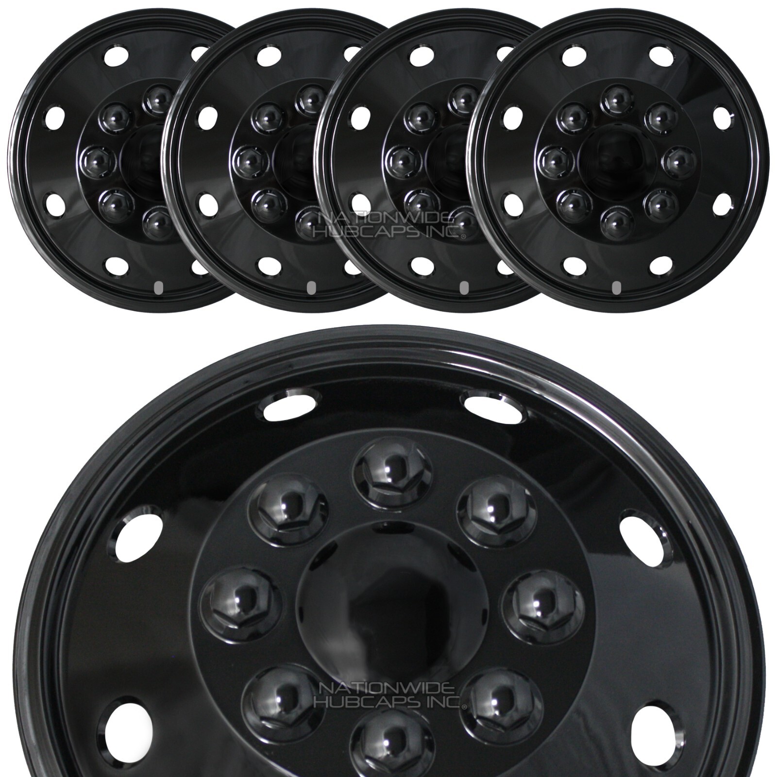 4 Black E150 E250 Econoline Van 16" Full Wheel Covers Hub Caps Rim ...