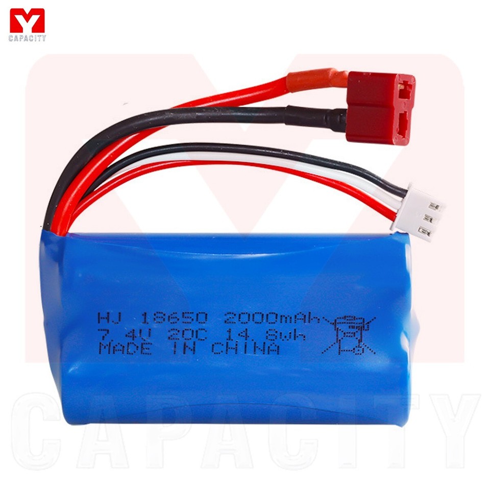 7.4V 2000mAh 20C Li-ion Battery Beans T Plug for RC Car Trucks WLtoys ...