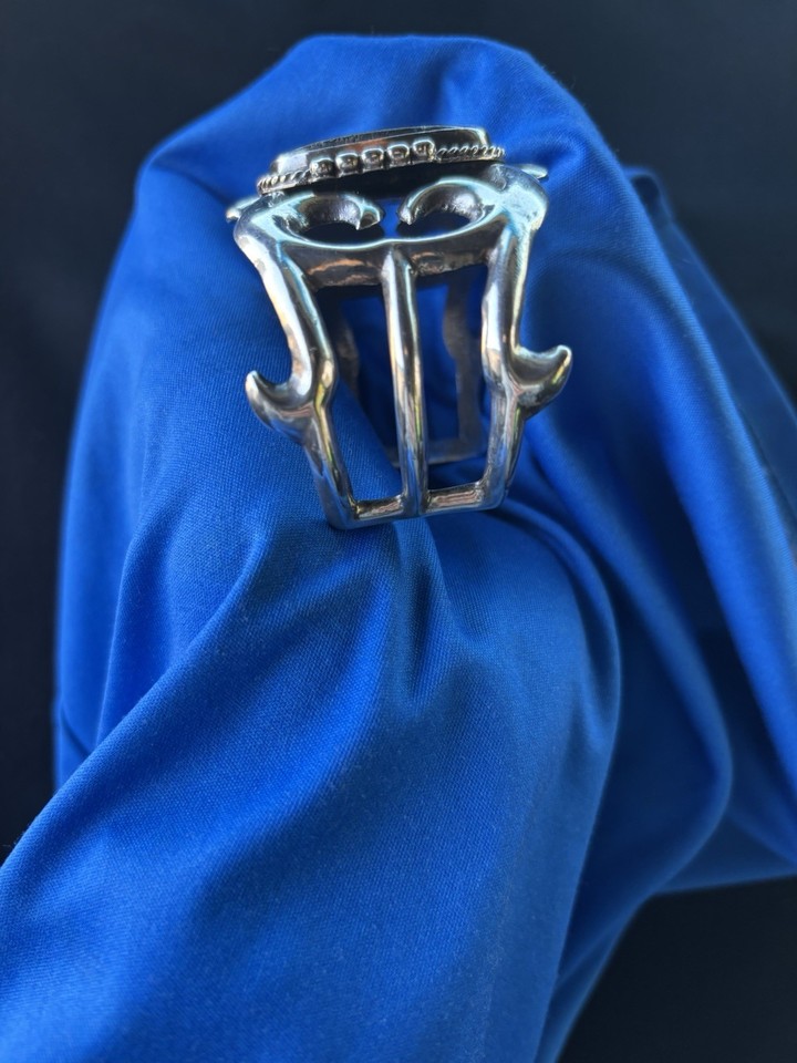 RARE sandcast .925Silver Turquoise Stone Cuff Bracelet NavajoArtist ...