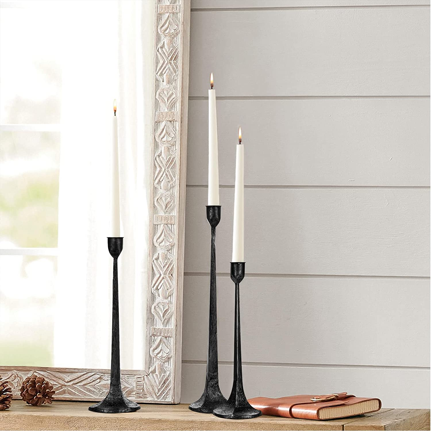 Iron Taper Candle Holder Set of 3 - Decorative Tall Candle Stand ...