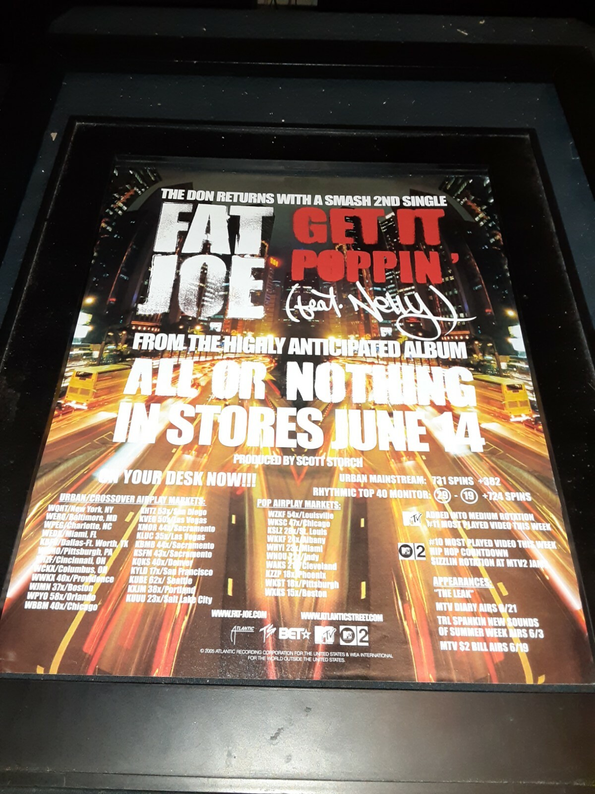 Fat Joe Get It Poppin' Rare Original Radio Promo Poster Ad Framed! | eBay