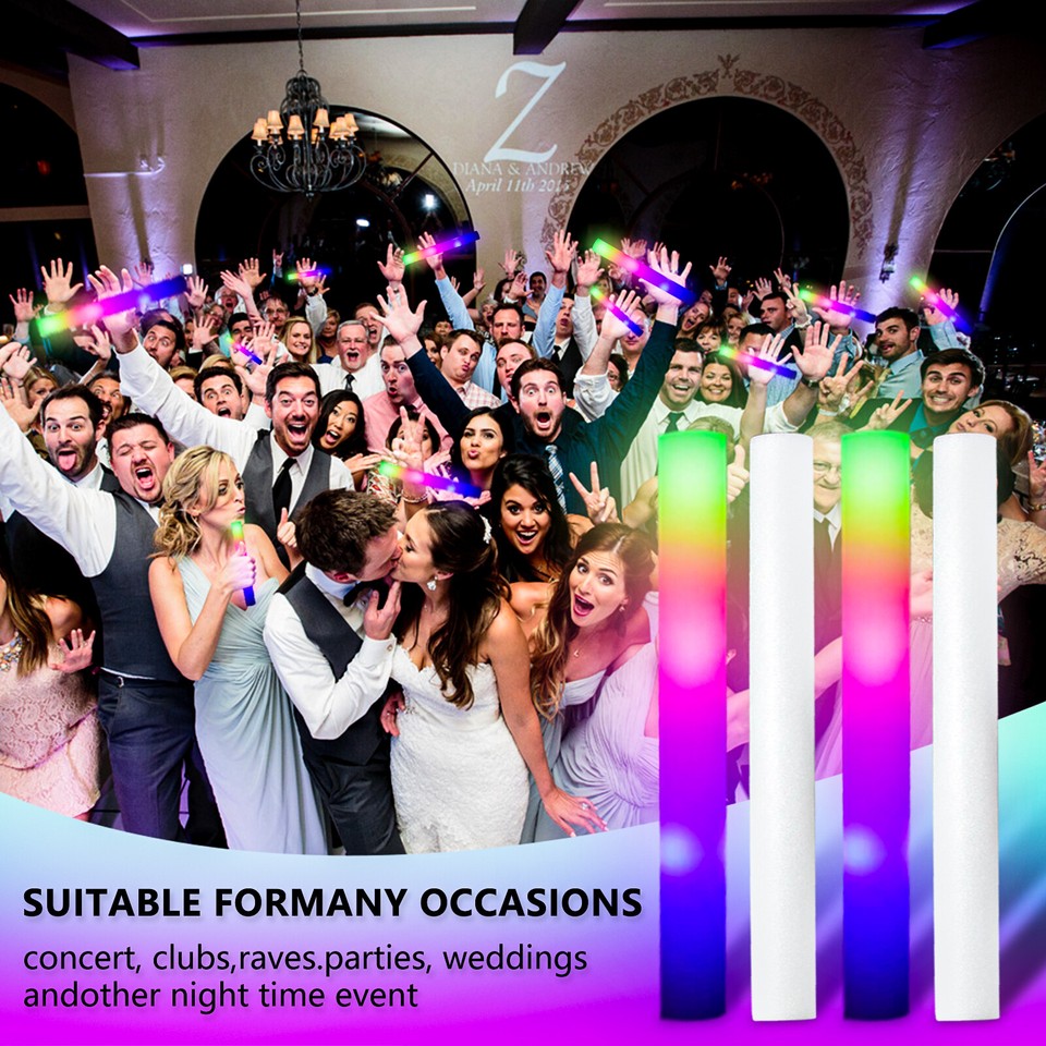 100PCS LED Foam Sticks Light Up Wands Rally Flashing Glow Party Rave | eBay