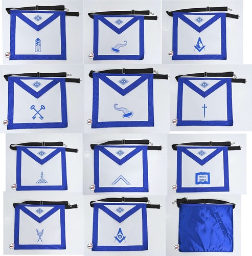 BLUE LODGE OFFICE APRONS, MASONIC BLUE LODGE OFFICER APRONS | eBay