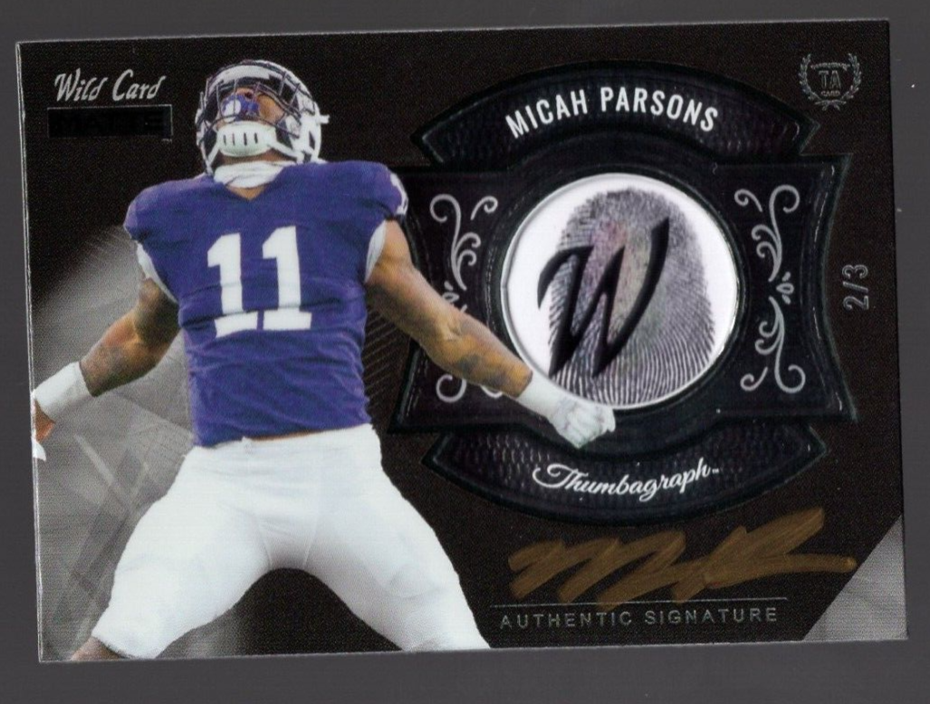 Micah Parsons 2021 Wild Card Matte ThumbaGraph Rookie Auto FINGERPRINT ...