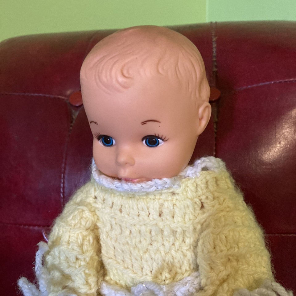 Vintage 10" RUBBER Vinyl Drink Wet & Care Molded Hair Baby Doll Hong ...