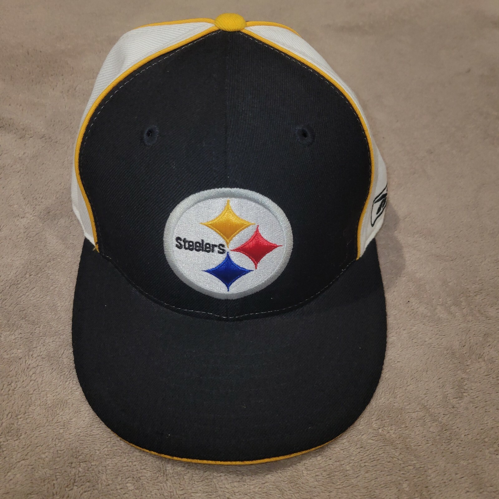 Pittsburgh Steelers Hat Cap Adult Size 7.5 Fitted Steeler Logo Reebok ...