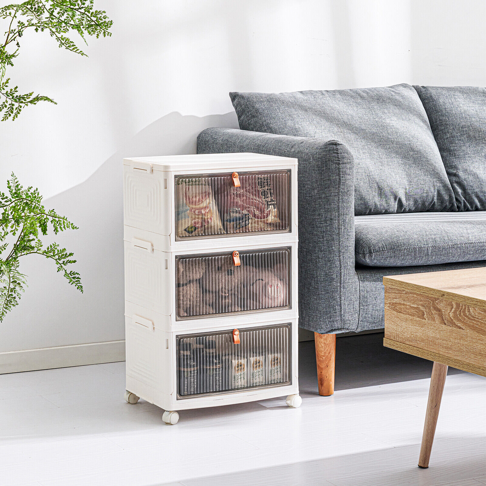 3 Tier Storage Box Container Stackable Plastic Organizer Case Bin with ...