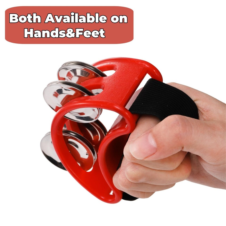 12 Pcs Tambourines for Adults, Hand Held Half Moon Tambourine with Foot ...