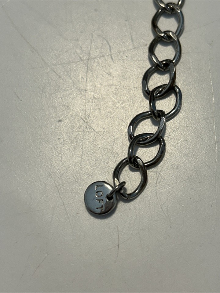 23” Silver Tone Link Chain Lavender Bead Necklace Signed Loft | eBay