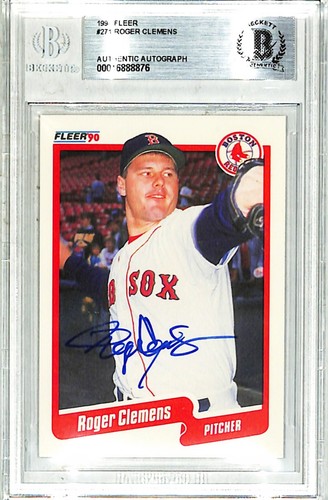 1990 Fleer ROGER CLEMENS Signed Auto Red Sox Card #271 Beckett BAS ...