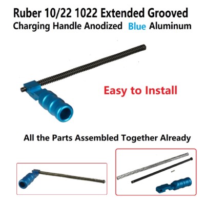 Ruger 1022 10-22 Extended Grooved Round Charging Handle Blue Anodized ...