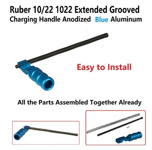 Ruger 1022 10-22 Extended Grooved Round Charging Handle Blue Anodized ...
