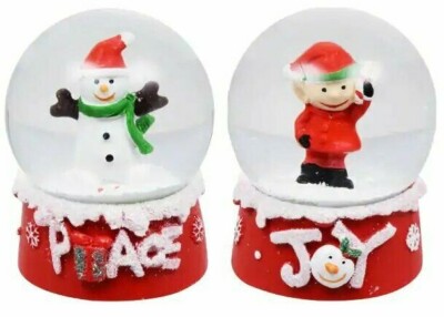 Character Snow Globe Choose Peace-Snowman or Joy-Elf 3" X 3" | eBay