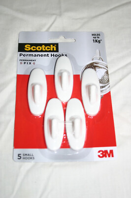 Scotch Permanent Hooks - 5 Small Hooks 1kg - HS09ANZ - 4 Pack | eBay ...