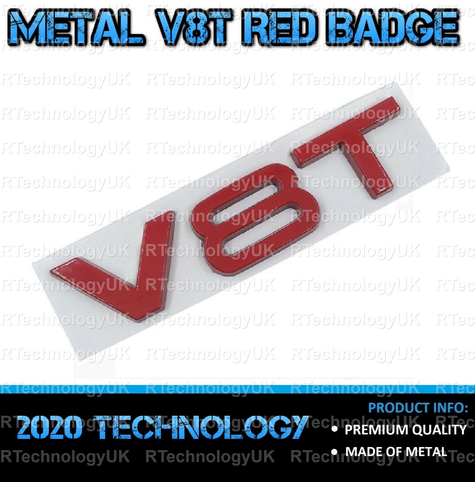PREMIUM Metal Audi V8T Red Side Wing Badge A4/A5/A6/A7/S3/S4/S5/Q5/Q7 ...