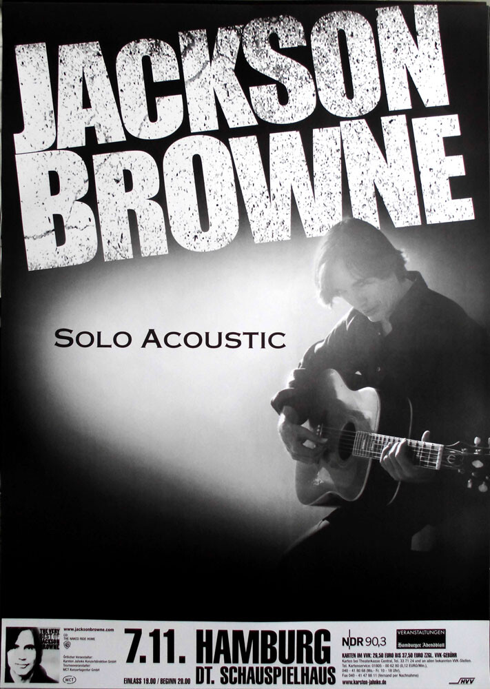 JACKSON BROWNE - 2004 - Live In Conert - Solo Acoustic Tour - Poster ...