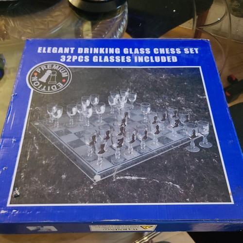 Elegant Drinking Glass Chess Set Pieces 32 Embossed Footed Glasses | eBay