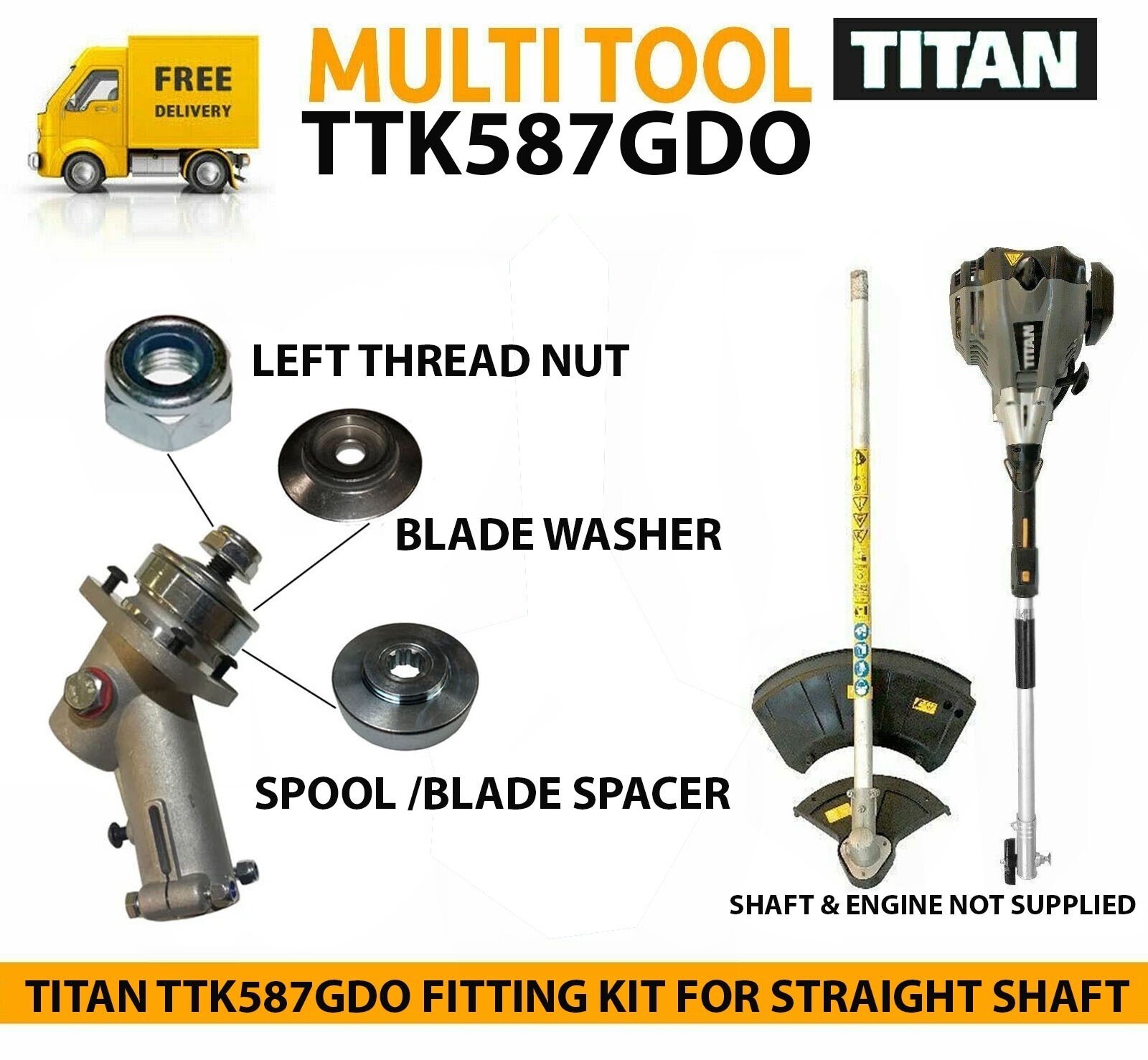 TITAN TTK578GDO 4 IN 1 STRAIGHT SHAFT BRUSH CUTTER BLADE & SPOOL ...