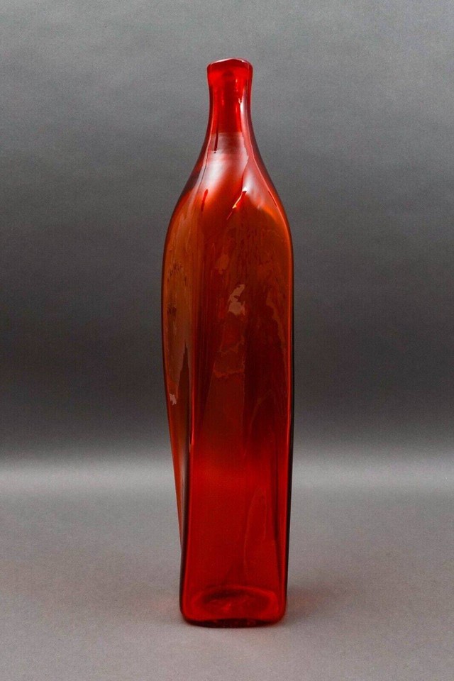 Blenko Wayne Husted Hand Blown Tangerine Twist Glass Decanter #5825 (No ...
