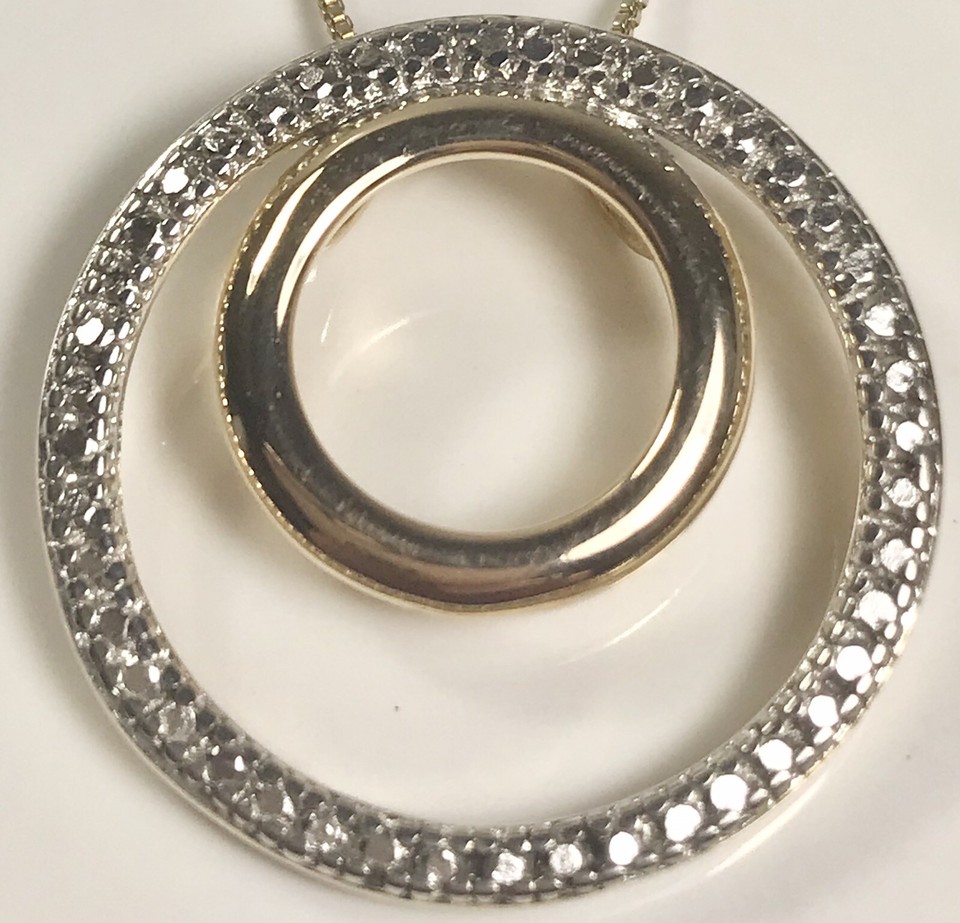 ROSS SIMONS VINTAGE STERLING SILVER GOLD VERMEIL CIRCLE DIAMOND ...