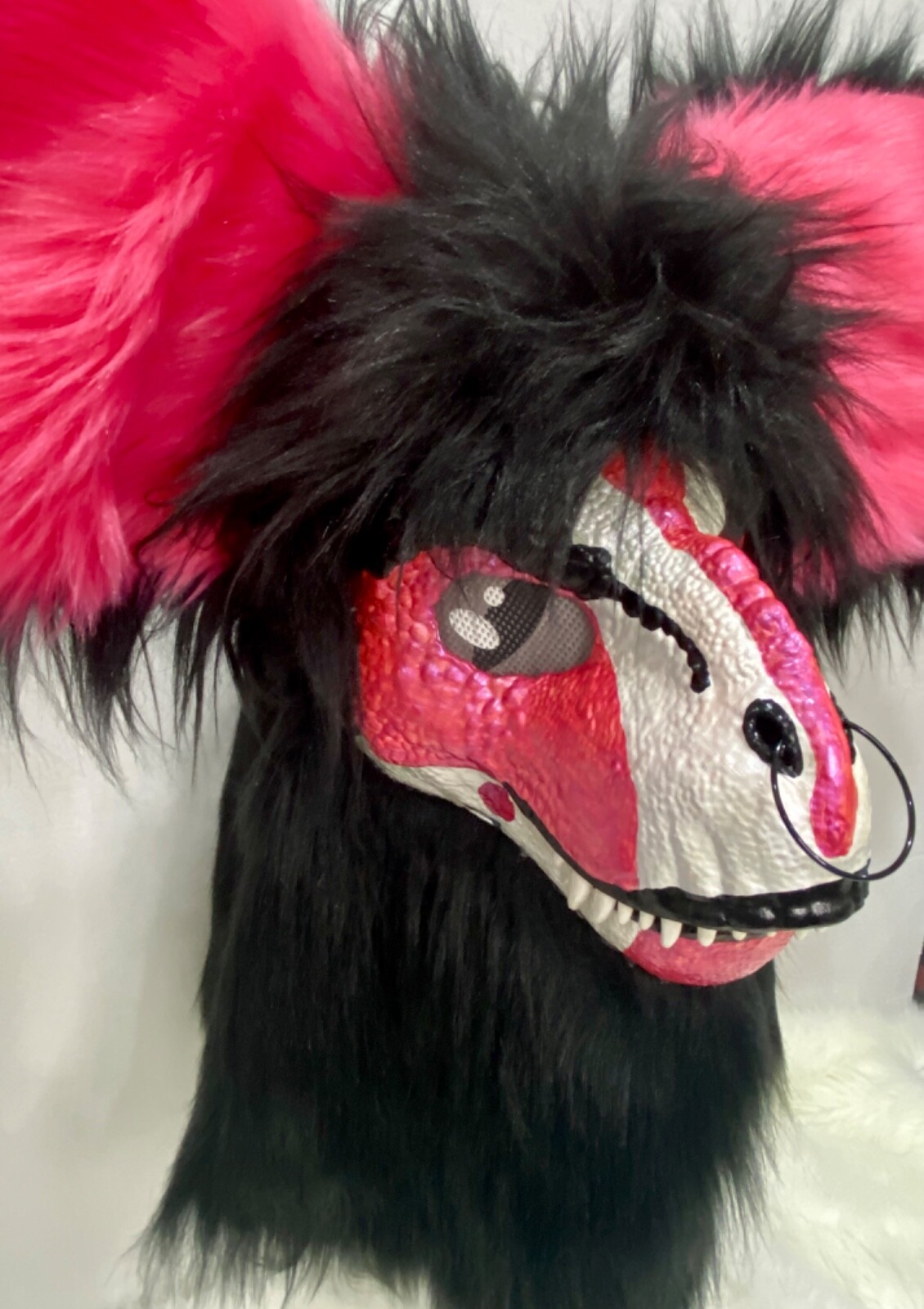 Dino Furry Mask w/Matching Nub Tail Nose Ring Rex. SUMMER SALE!! | eBay UK
