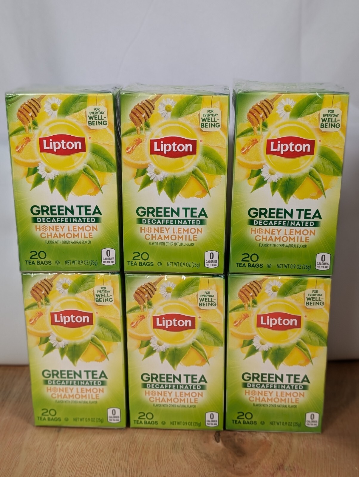6 PACK Lipton Green Tea, Honey Lemon Chamomile, Decaffeinated, Tea Bags ...