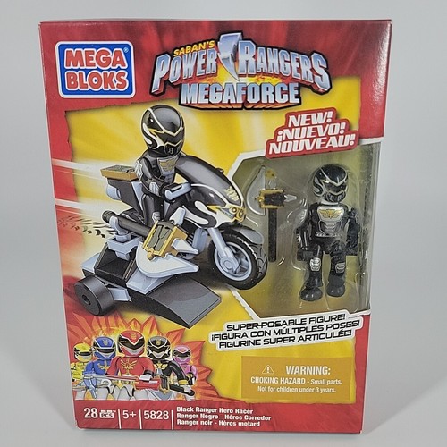 Mega Bloks 5828 POWER RANGERS MEGAFORCE Bike Mode BLACK RANGER HERO ...
