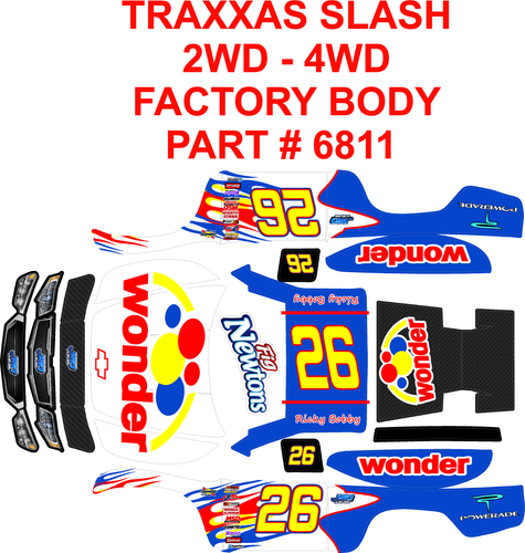 RICKY BOBBY Theme wrap decals STOCK 2WD-4WD TRAXXAS #6811 SLASH BODY ...