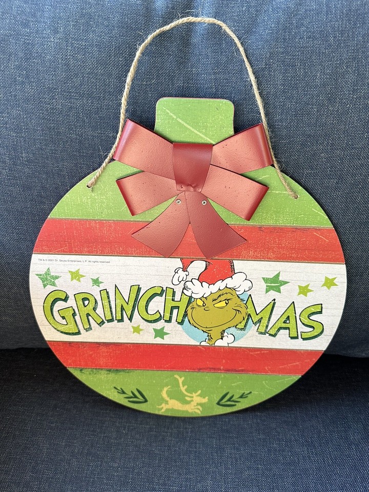 GRINCHMAS Christmas Hanging Wall Decoration Grinch Wooden Door Sign ...